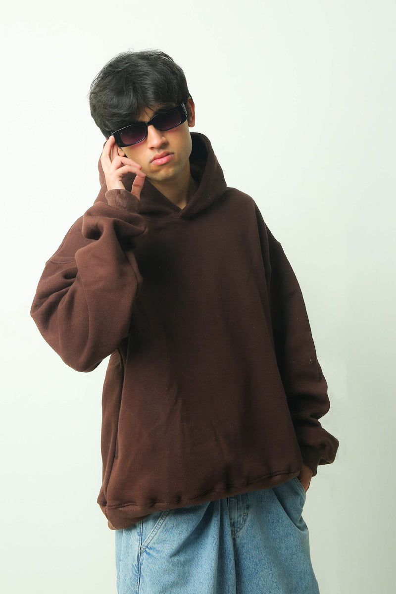 Plain Brown Oversized Hoodie – Akio Clothing